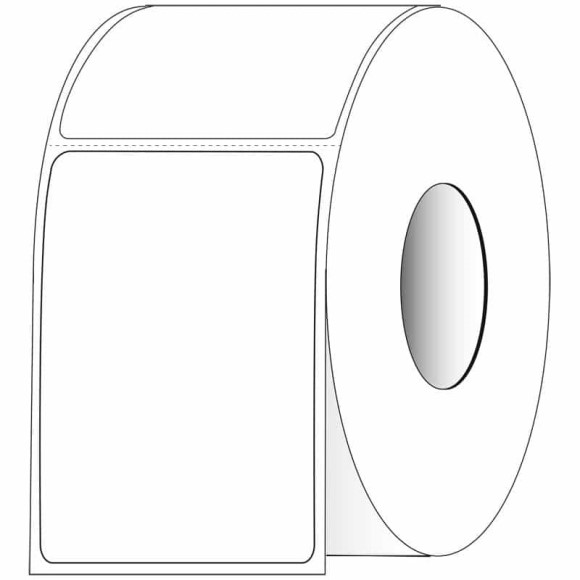 White 4" x 6" Thermal Transfer Labels, 8" OD - LLT Labels